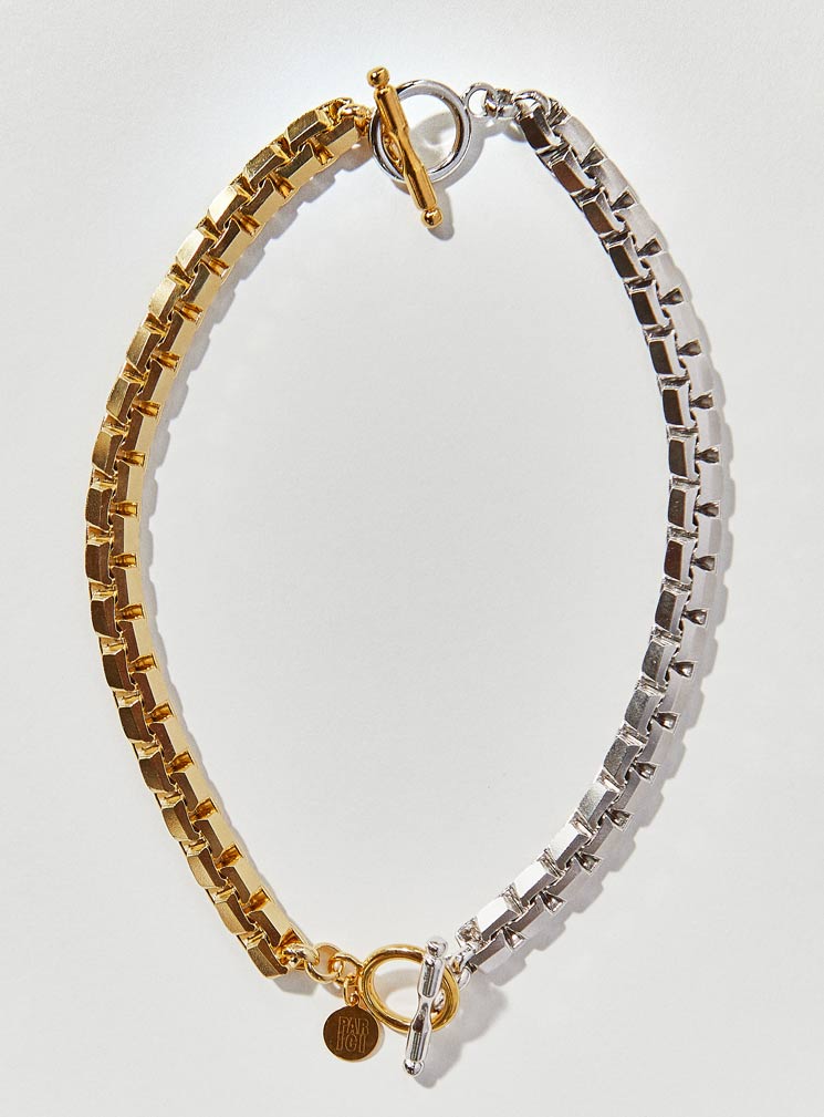 2-Tone Cube Chain ~ Necklace/Bracelet Set - PAR ICI Jewellery